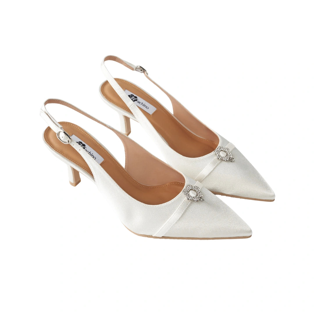 Dawn Hana Slingback in Ivory Satin – Machino